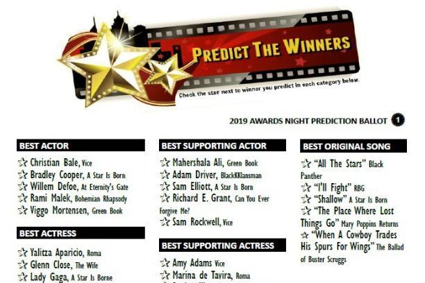 Predict the Oscar Winners - 2019 Printable Oscars Game